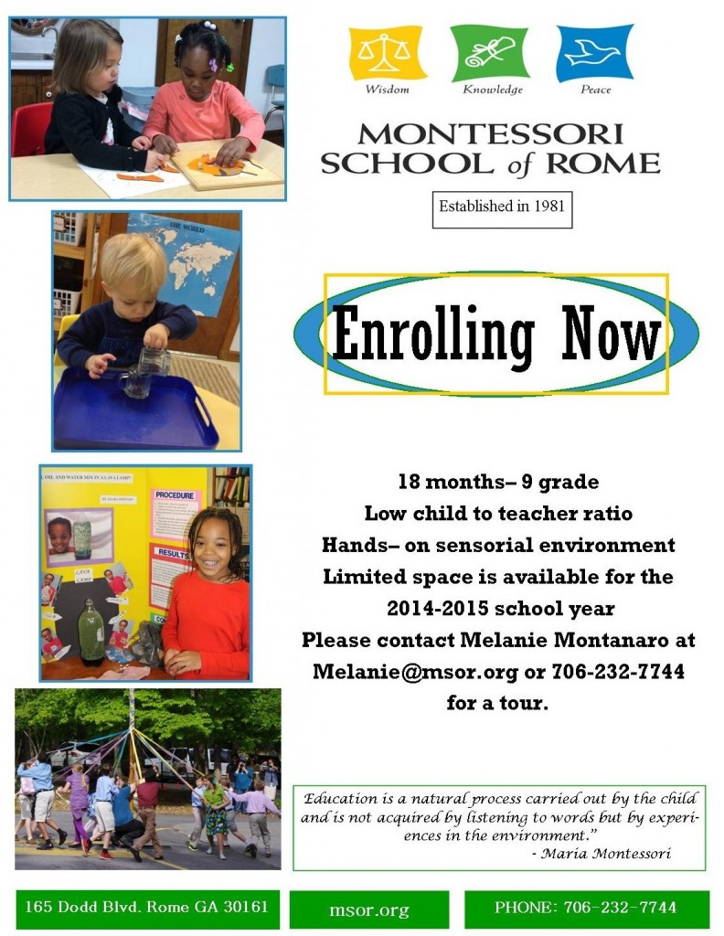 Enrollment flyer - Montessori School of Rome